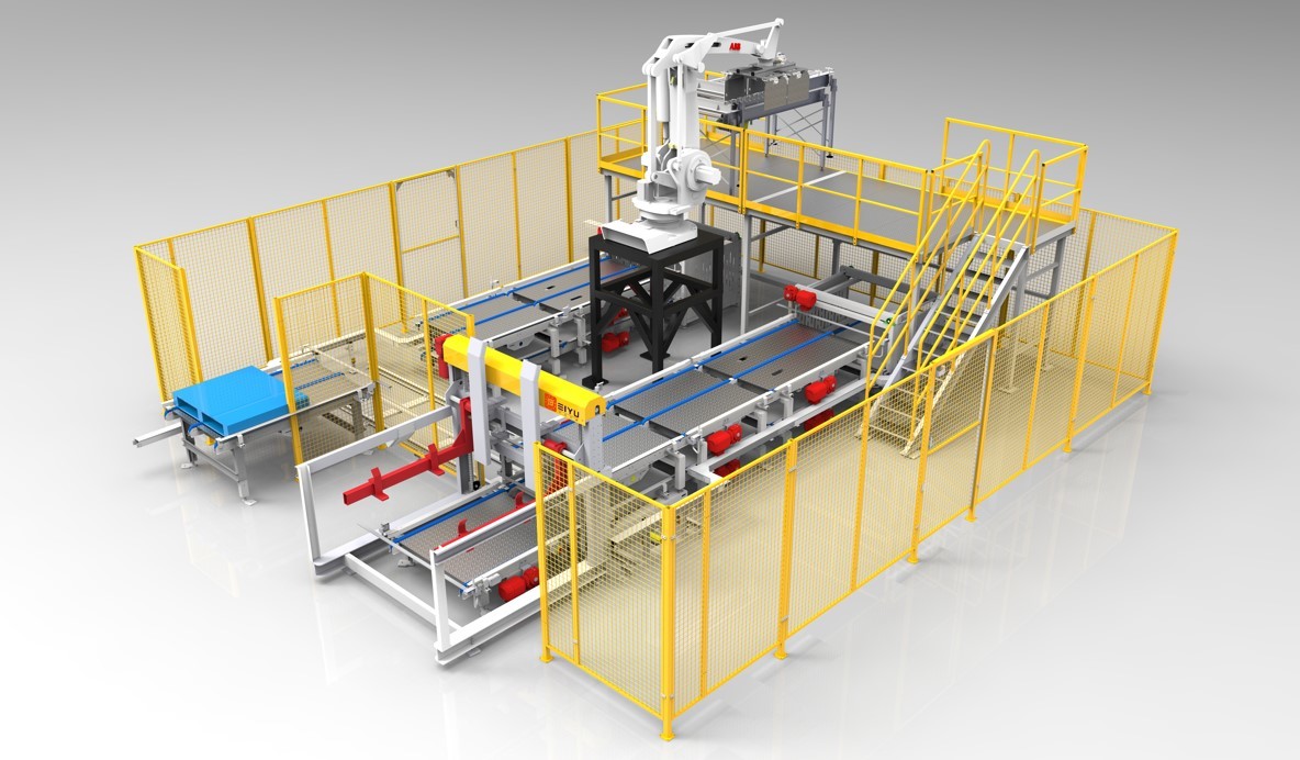 Pneumatic Robot Case Beverage Palletizer Machine Programmable Customized